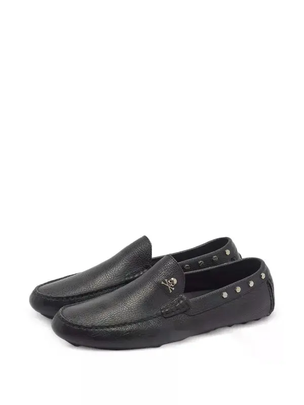 Philipp Plein Skull Motif Studded Leather Loafers