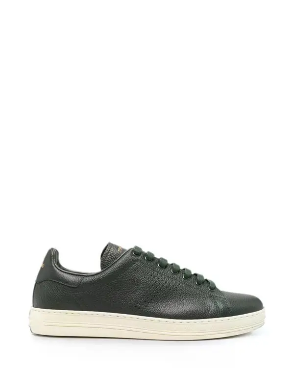 TOM FORD Warwick Perforated Leather Sneakers - Green