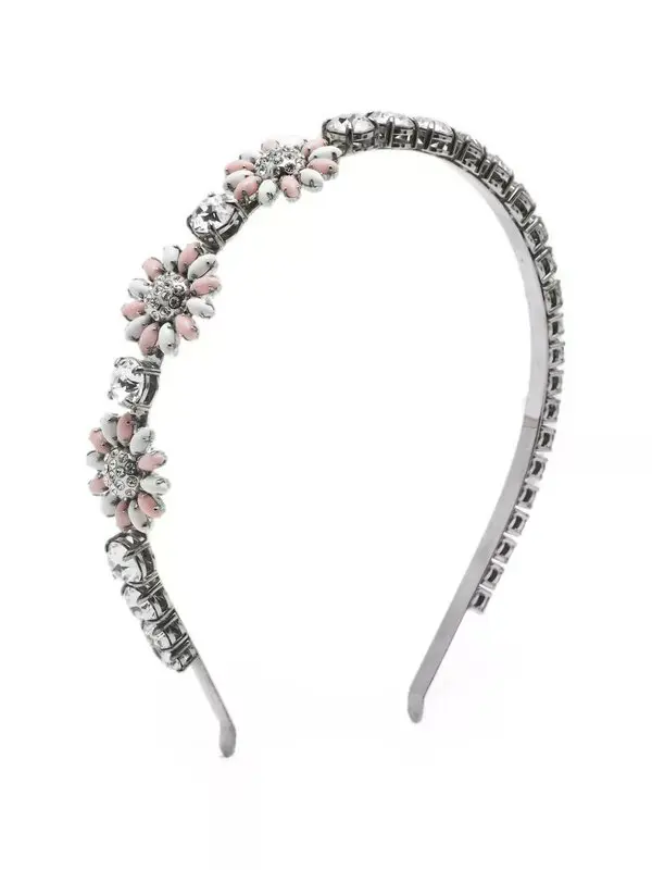 Miu Miu Resin-petal Crystal Embellished Headband - Silver