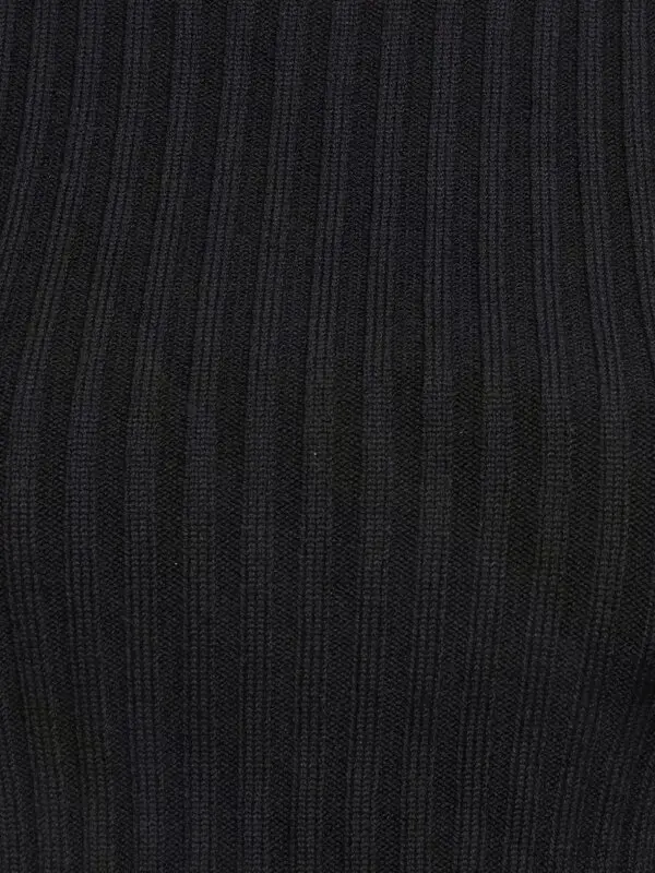 Balenciaga Rib Knit Cut-out Sleeve High Neck Long Sleeve Sweater