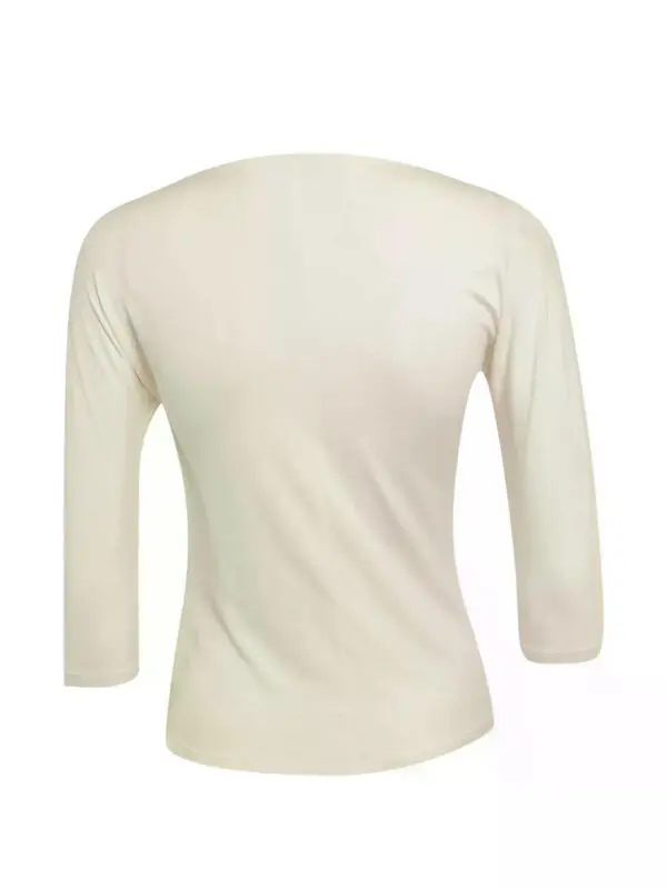 Max Mara Cream Jersey Crew Neck T-shirt 3/4 Sleeve