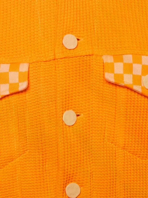 LOUIS VUITTON Rib Knit Trucker Jacket With Checkerboard Trim