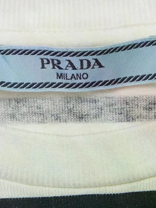 Prada Striped Logo Print Cotton T-shirt