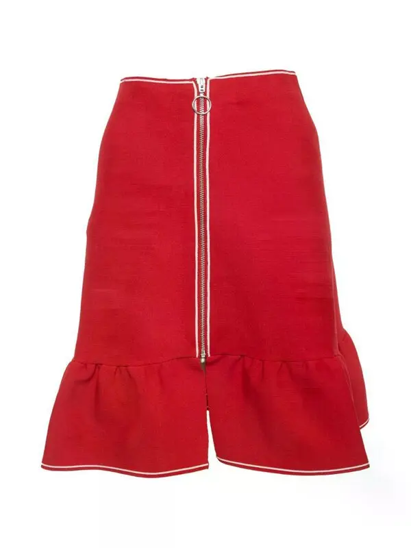 Sandro Ruffled Stretch-knit Mini Skirt - Red