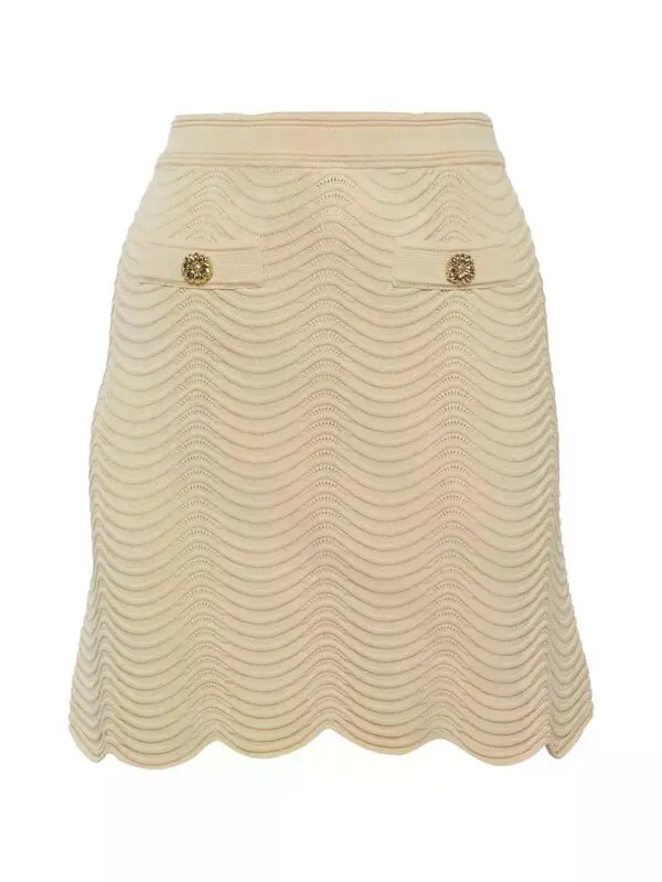 Sandro Textured-knit Scalloped-hem Mini Skirt