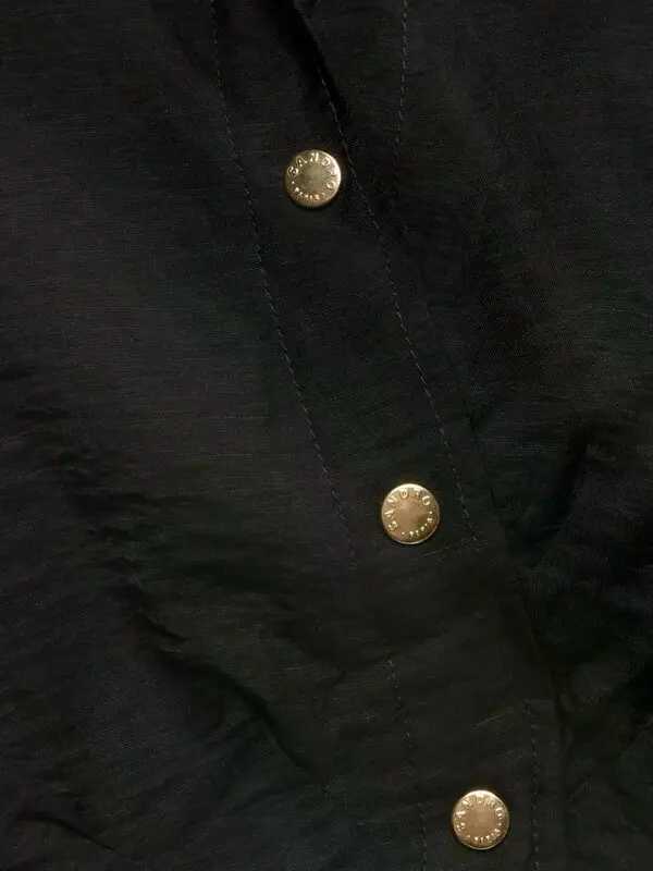 Sandro Cropped Shirt With Spread Collar And Gold-tone Buttons - Black