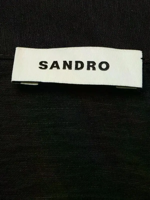 Sandro Cropped Shirt With Spread Collar And Gold-tone Buttons