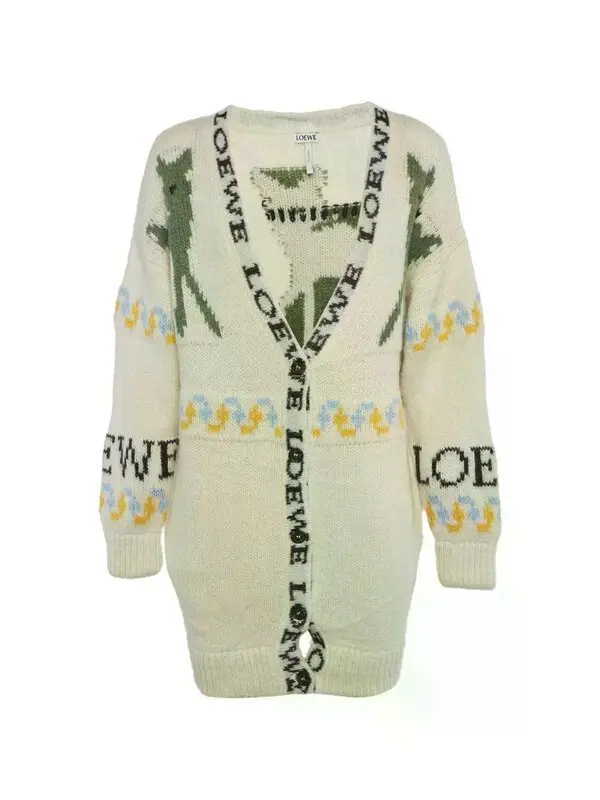 Loewe Intarsia Knit V-neck Cardigan