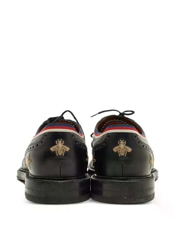Gucci Leather Star And Bee Embroidered Derby Shoes