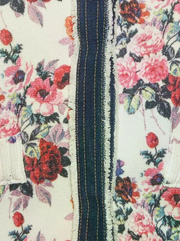 Dolce & Gabbana Floral Print Denim Trim Jacket