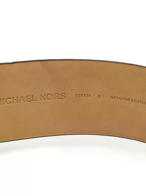Michael Kors Crocodile-embossed Leather Belt With Mk Logo Plaque