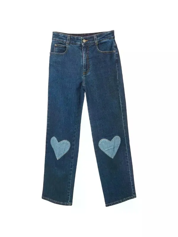 Stella McCartney Heart Patch Straight Leg Jeans - Blue