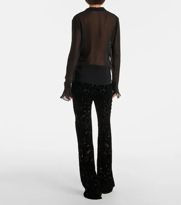 Gucci Floral Devoré Velour Straight Leg Trousers