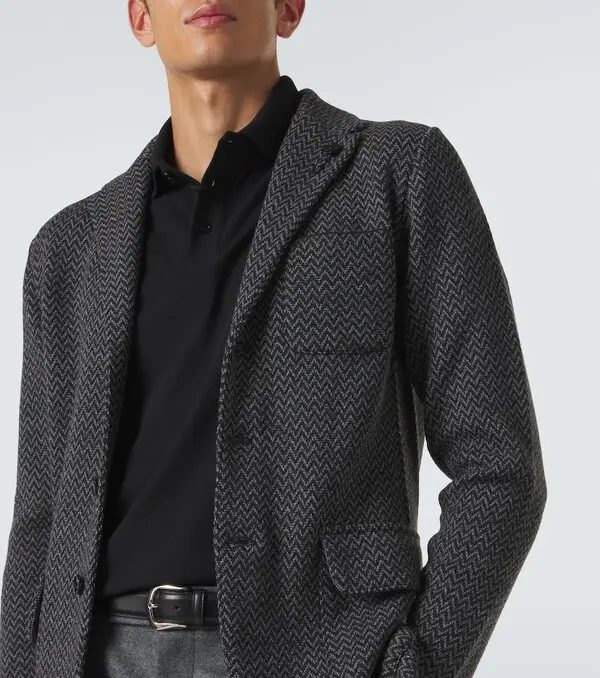 LARDINI Virgin Chevron Wool Blazer