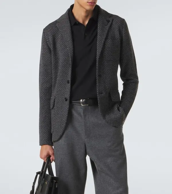 LARDINI Virgin Chevron Wool Blazer
