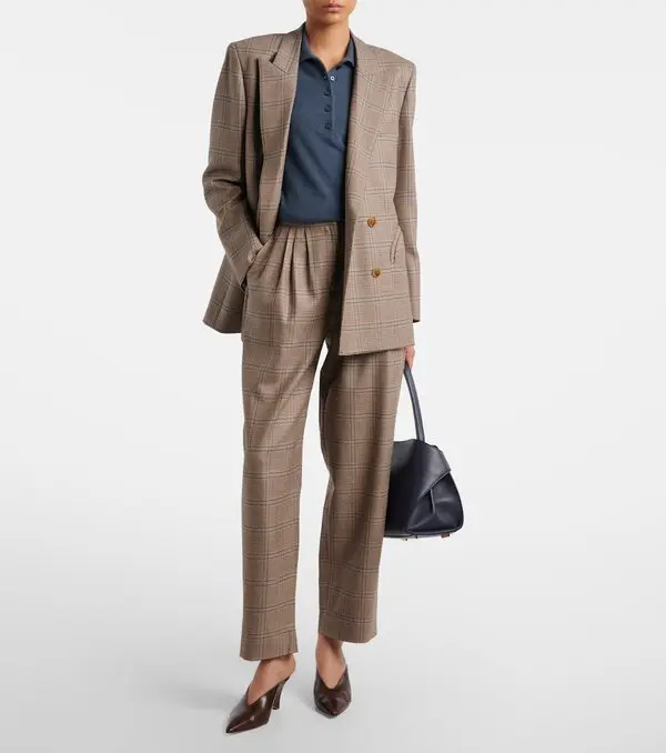 BLAZÉ MILANO Checked Virgin Wool Straight Trousers