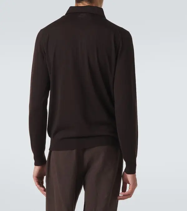 LARDINI Virgin Wool Polo Sweater - Brown