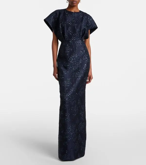 Carolina Herrera Floral Jacquard Gown
