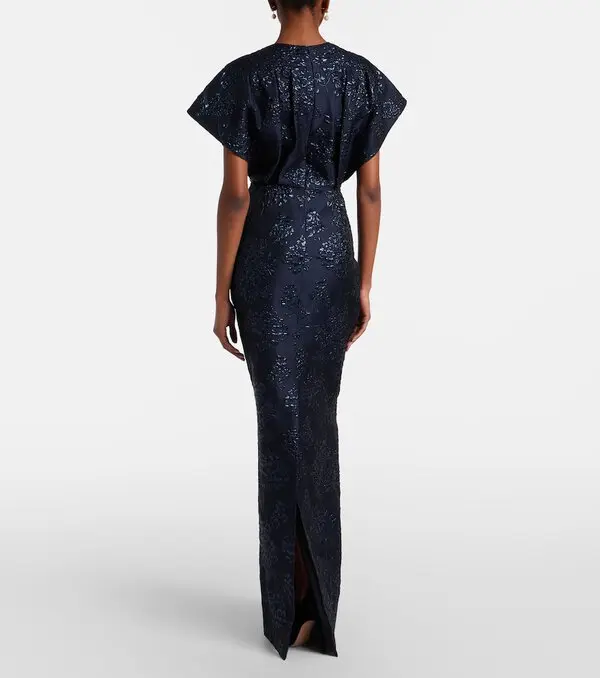 Carolina Herrera Floral Jacquard Gown