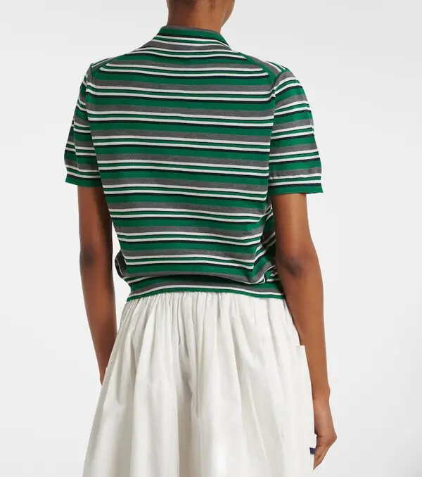 Prada Striped Cotton And Silk Polo Shirt