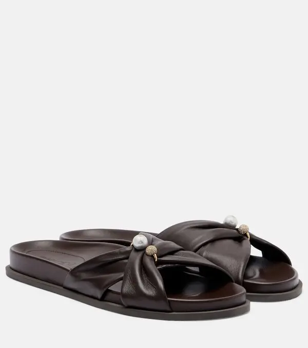 JIMMY CHOO Rafi Embellished Leather Sandals