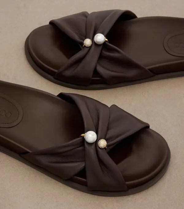 JIMMY CHOO Rafi Embellished Leather Sandals