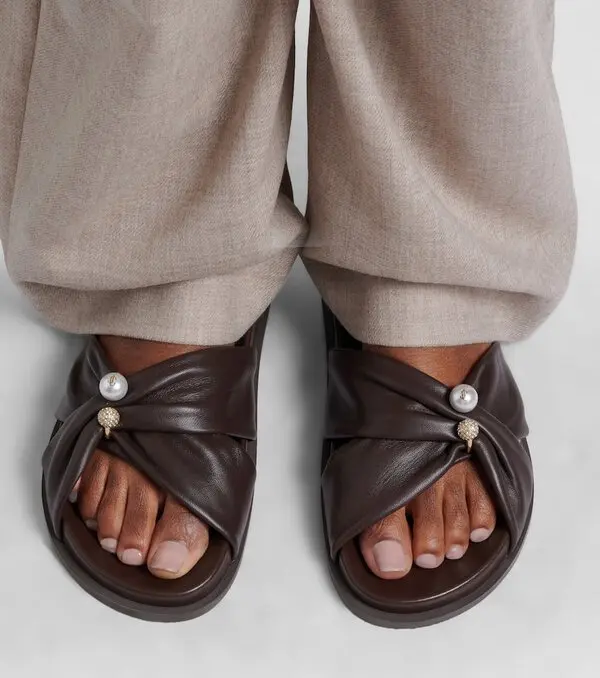 JIMMY CHOO Rafi Embellished Leather Sandals