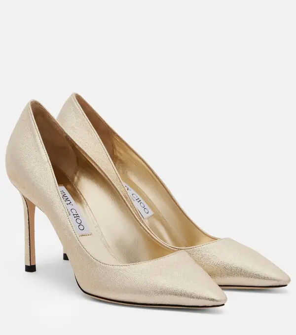 JIMMY CHOO Romy Metallic Leather Pumps - Gold