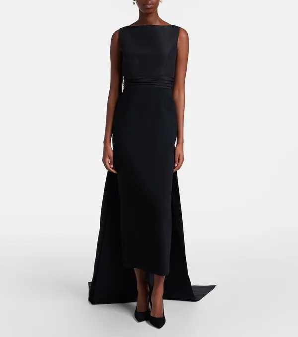 Carolina Herrera Bow-detail Satin-trimmed Faille Gown