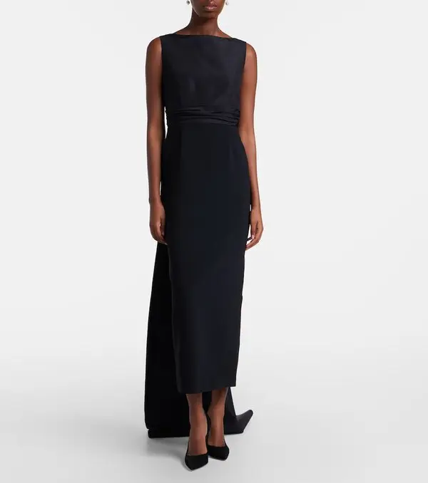 Carolina Herrera Bow-detail Satin-trimmed Faille Gown