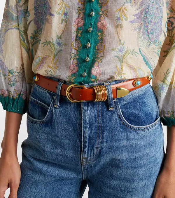 DEHANCHE Embellished Leather Belt - Brown
