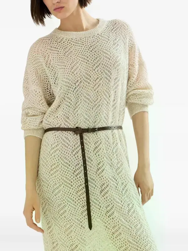 Brunello Cucinelli Abstract Leaf Knit Dress In Mohair And Wool