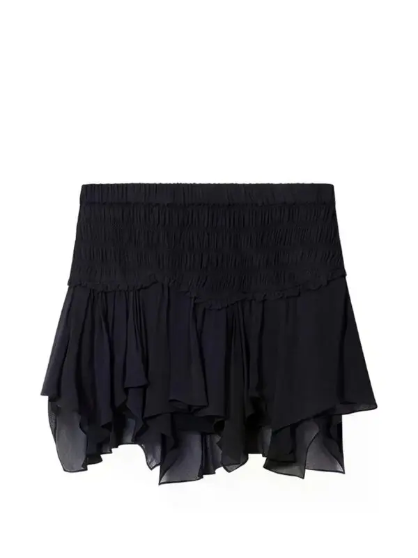 MARANT ETOILE Ruffled Smocked Chiffon Skirt - Black