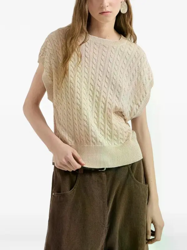 Brunello Cucinelli Sparkling Cotton Cable-knit Sweater