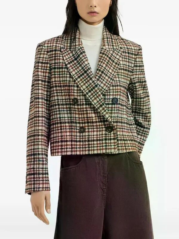 Brunello Cucinelli Comfort Checked Wool And Alpaca Blazer With Monili