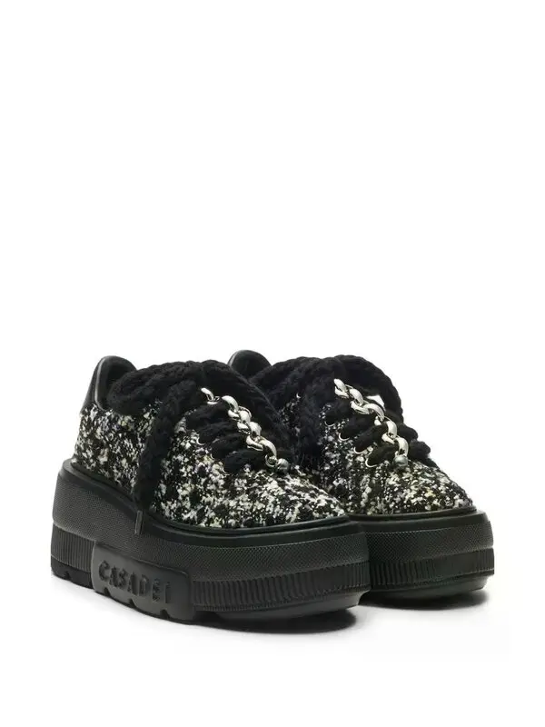 Casadei Nexus Buclé Sneakers With Chain Detail