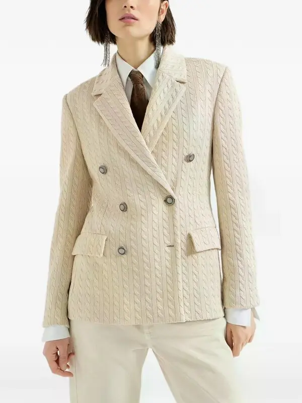 Brunello Cucinelli Sparkling Cotton And Viscose English-rib-knit Blazer