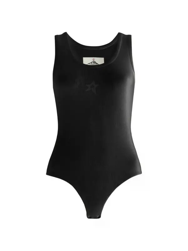 Perfect Moment Ribbed-knit Bodysuit With Star Motif - Black