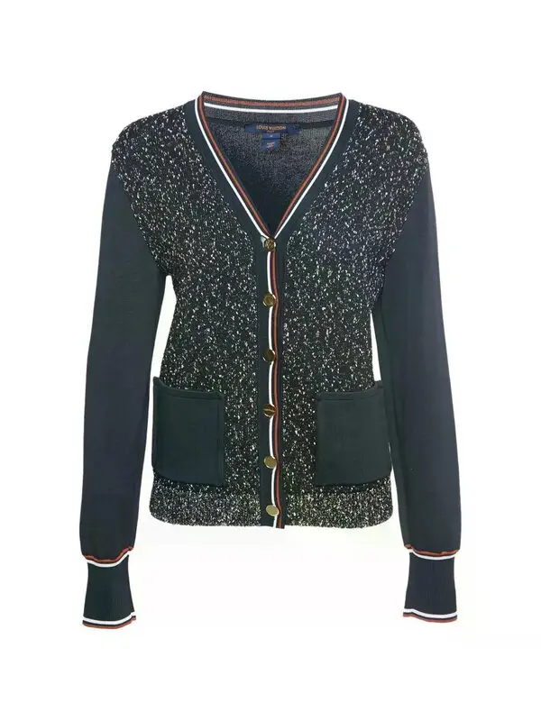LOUIS VUITTON Tweed-style Knit V-neck Cardigan