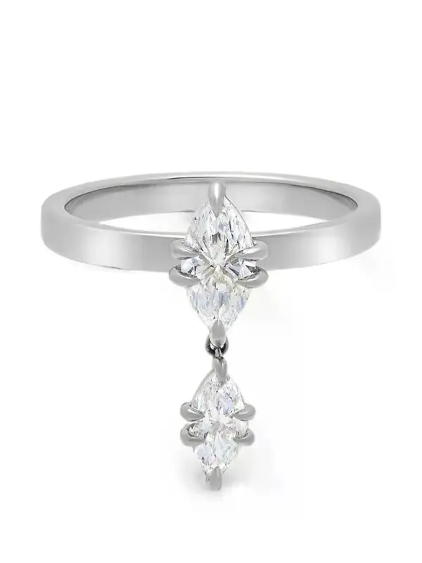 JEWELS AFICIONADO Celestial Drop Diamond Ring - Silver