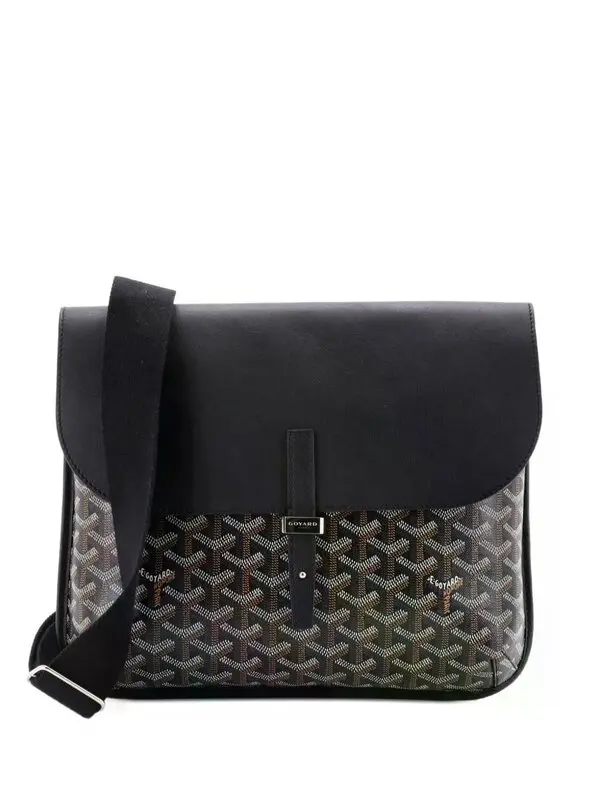Goyard Coursier Messenger Bag In Coated Canvas And Leather - Black