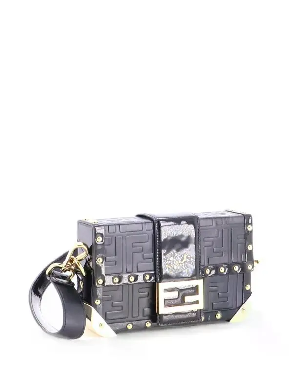 Fendi Baguette Trunk Bag Zucca Embossed Leather Mini Crossbody Bag