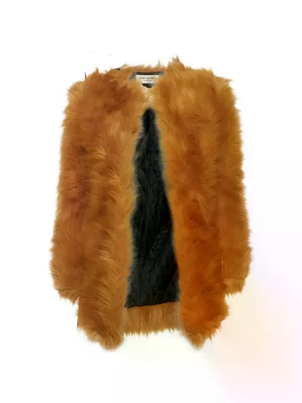 Saint Laurent Open-front Fur Coat - Brown