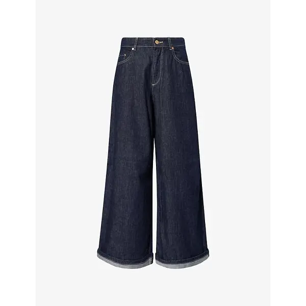 Max Mara Wide-leg Turn-up Denim Jeans