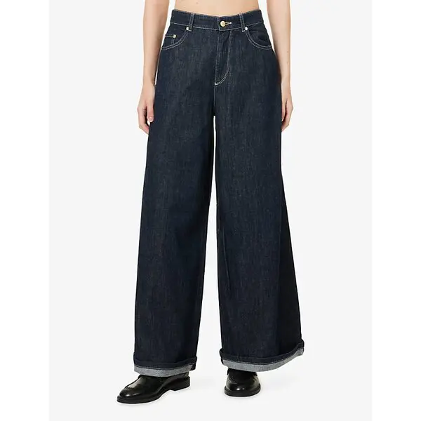 Max Mara Wide-leg Turn-up Denim Jeans