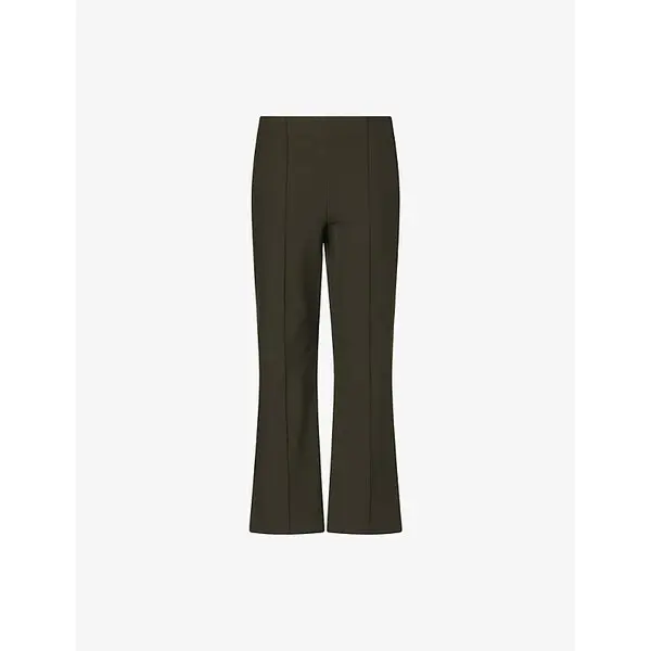 Vince Mid-rise Flared Stretch-cotton Trousers - Thyme