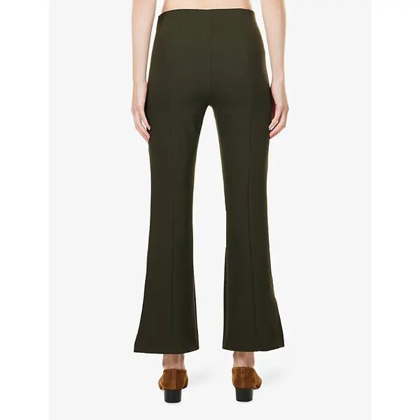 Vince Mid-rise Flared Stretch-cotton Trousers - Thyme