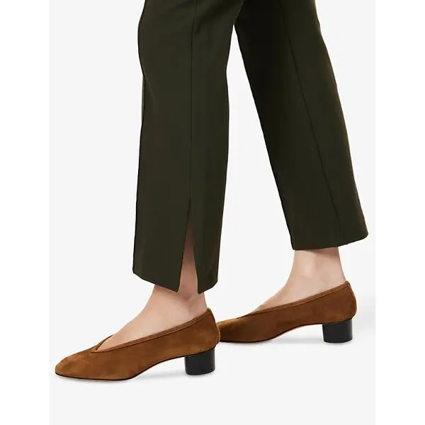 Vince Mid-rise Flared Stretch-cotton Trousers - Thyme