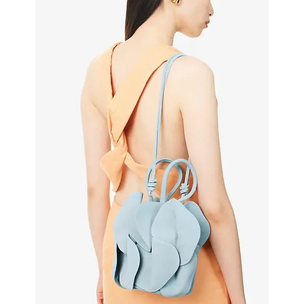 Farm Rio Flower Suede Handbag - Ice Blue