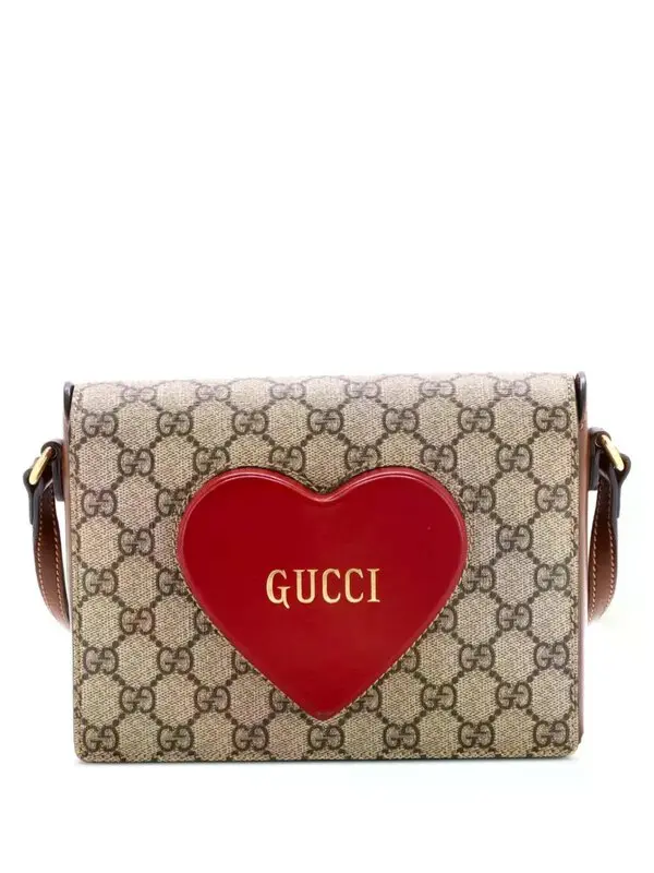 Gucci Gg Coated Canvas Heart Crossbody Bag - Brown
